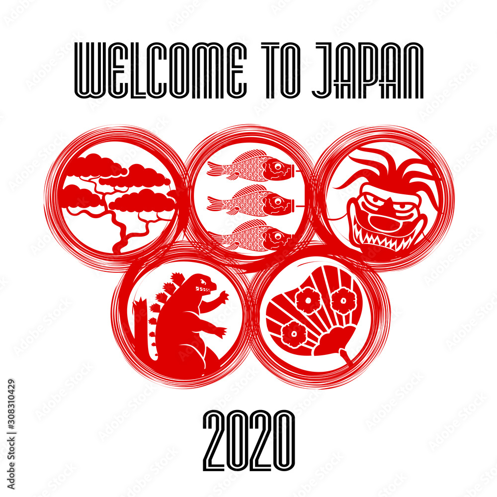 Vector illustration Japanese symbol. Welcome to Japan Stock Vector ...