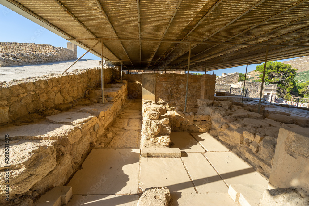 Palace of Knossos, Crete, Greece: Shrine of the Double axes Stock Photo ...