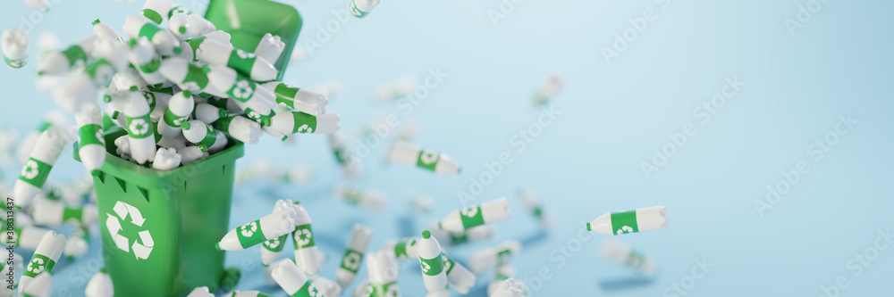 Plastic waste and recycle problem concept, original 3d rendering Stock ...