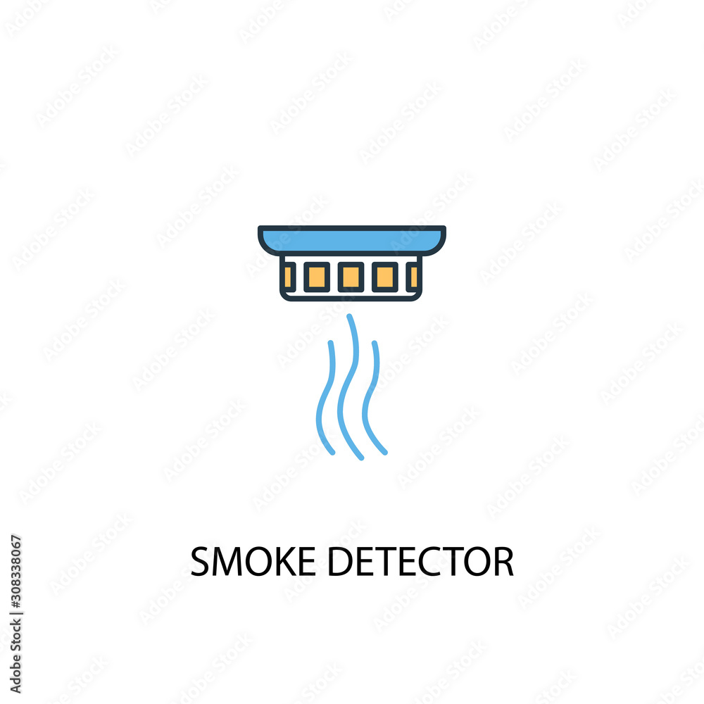 smoke detector concept 2 colored line icon. Simple yellow and blue ...