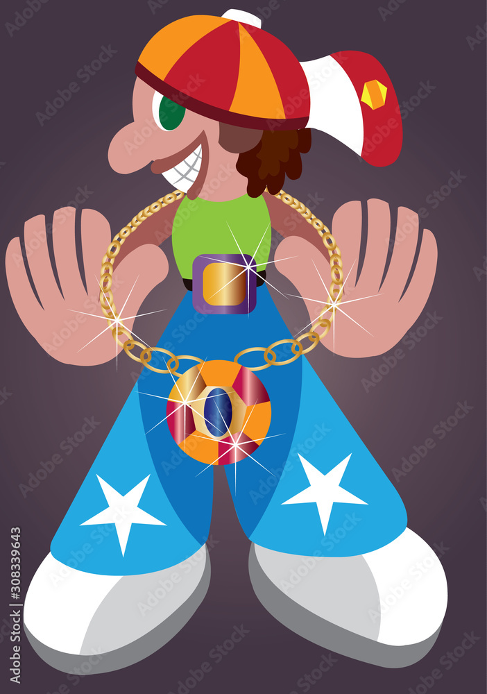 Bling Bling Boy shows off his gold Stock Vector | Adobe Stock