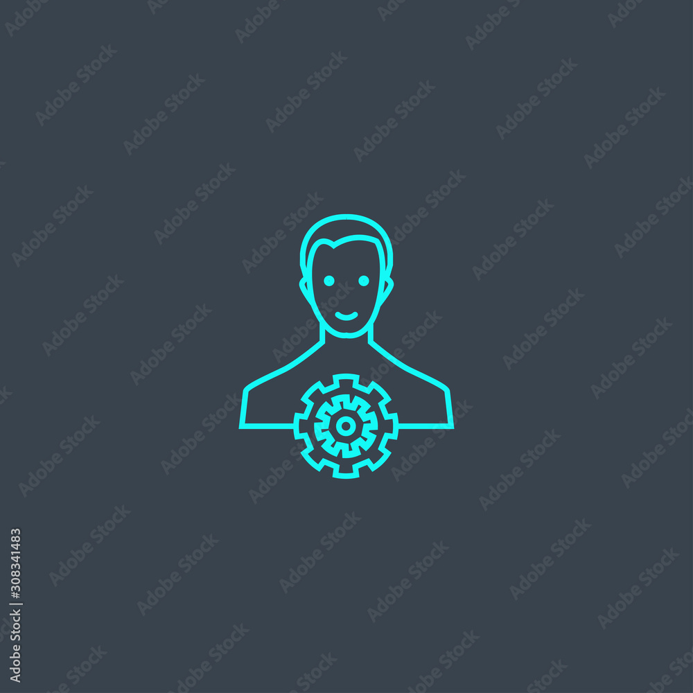 manager concept blue line icon. Simple thin element on dark background ...