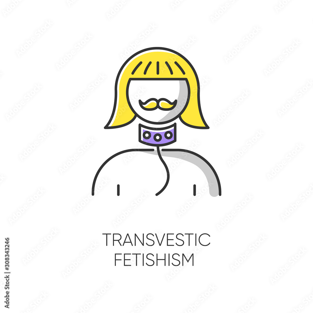 Transvestic fetishism color icon. Queer person. Androgynous man. Drag ...