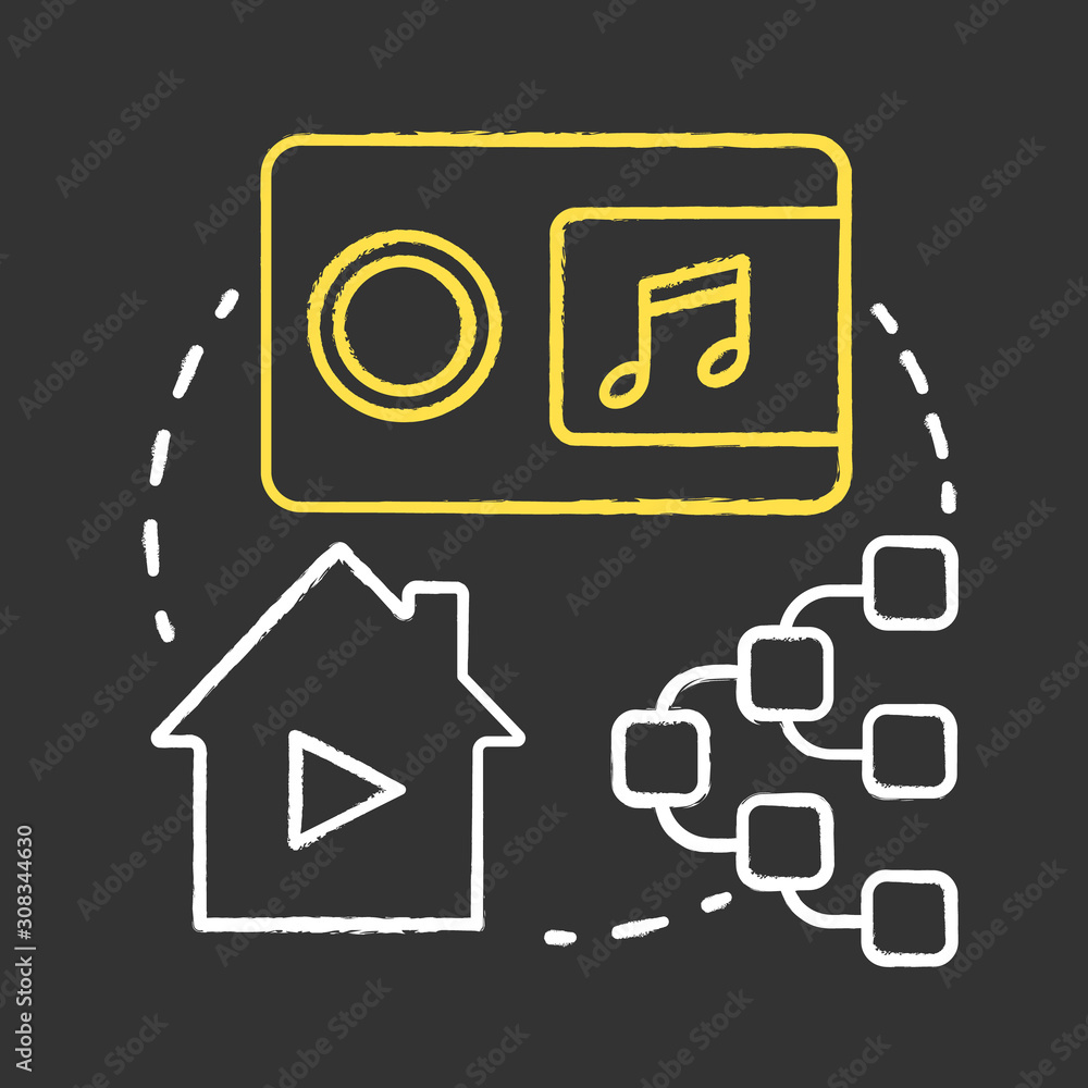 Multiroom chalk concept icon. Smart house management idea. Innovative ...
