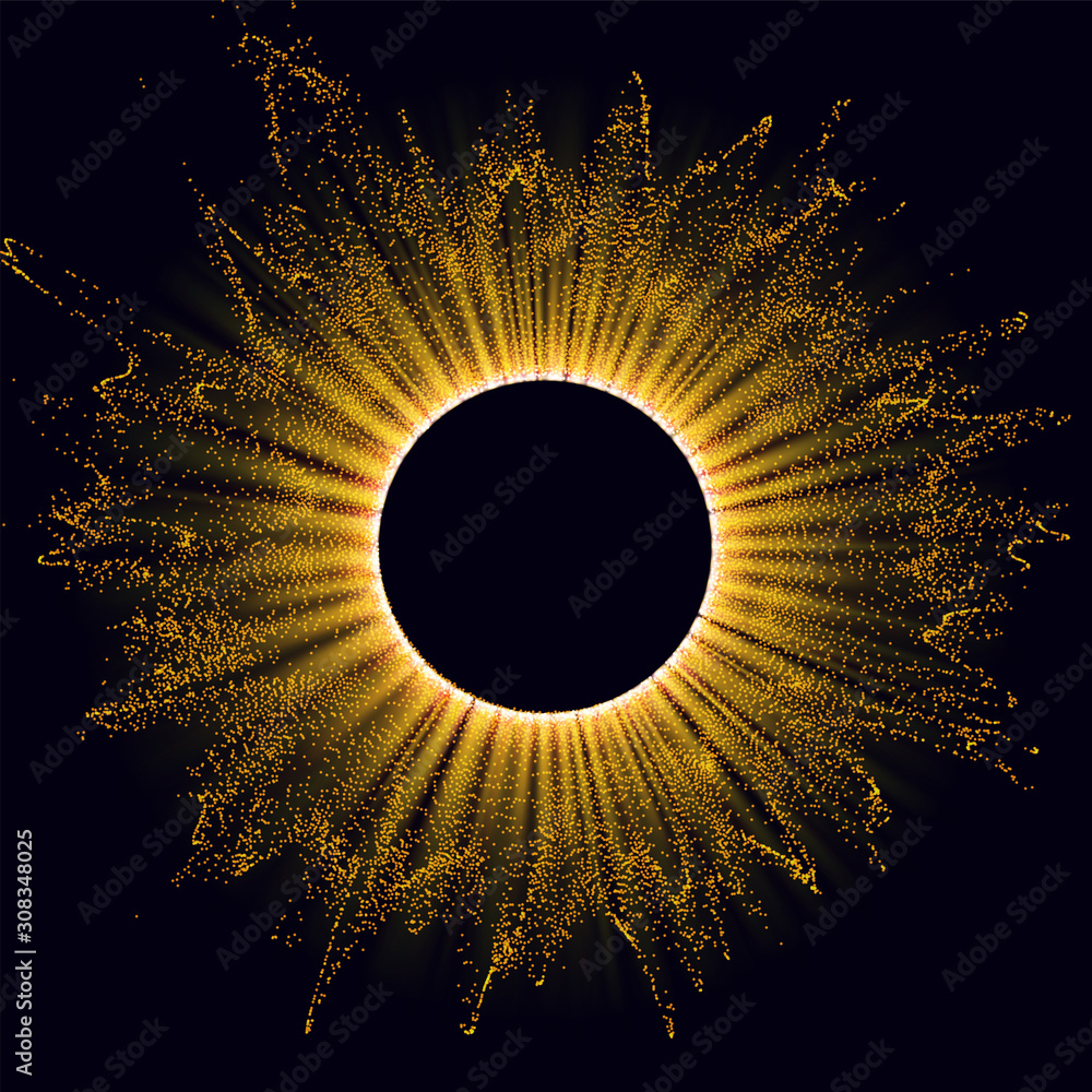 Radiation. Solar wind, eclipse. Power energy. Futuristic Flash. Energy ...