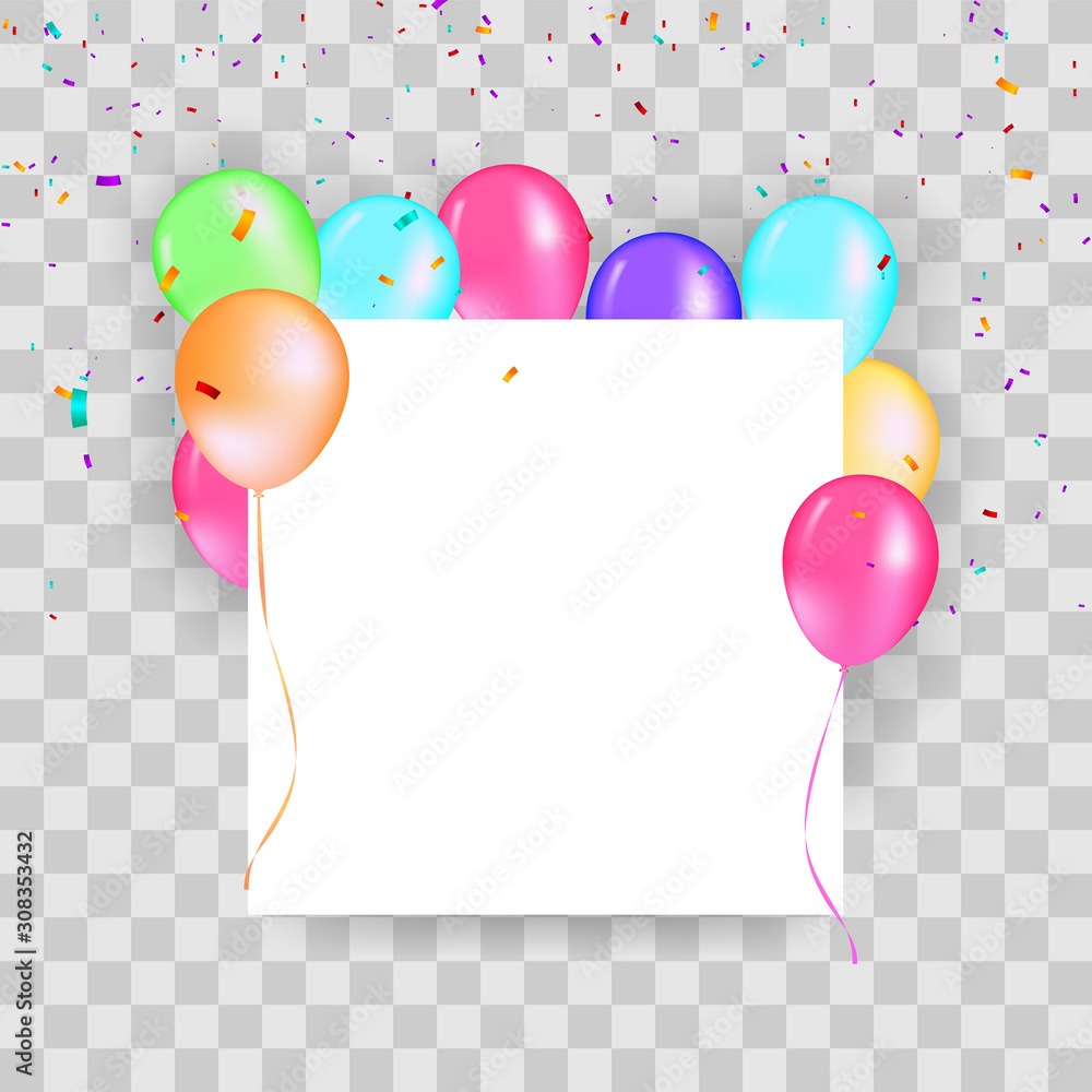 Illustration of a banner with balloons. Party and celebration or ...
