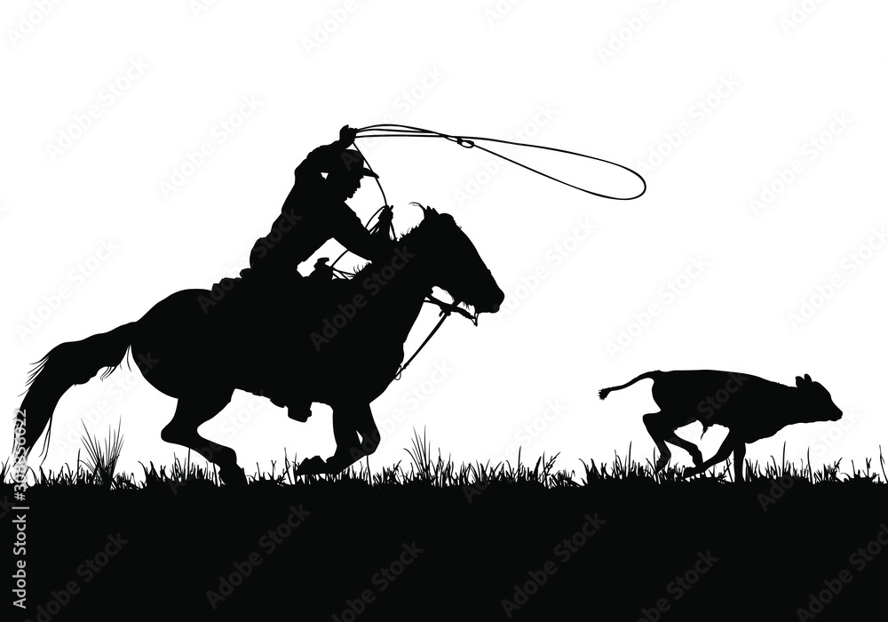 Calf Roping Silhouette