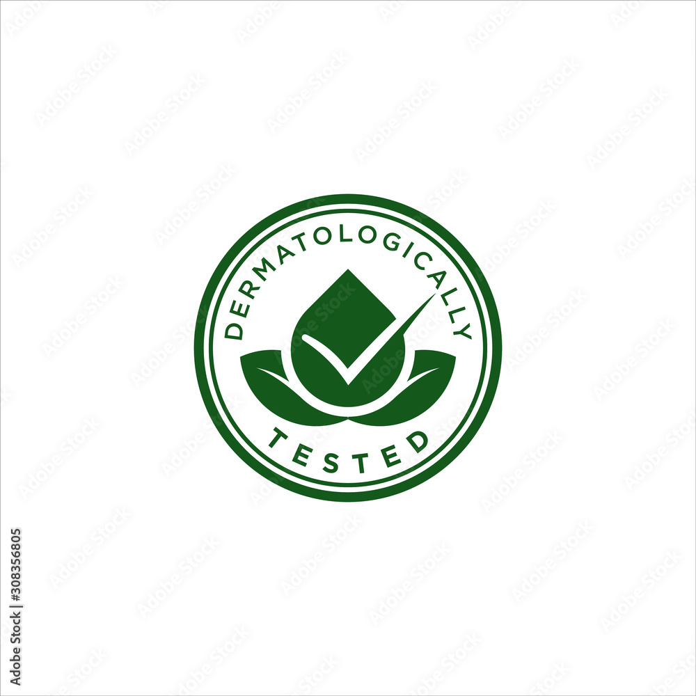 simple dermatology logo stamp test certified vector in round frame for ...