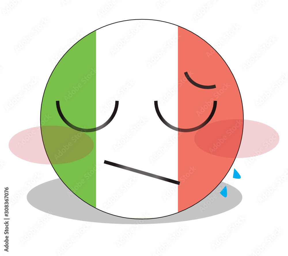 Sad disappointed Italian flag emoji. Italian flag emoticon face with a ...
