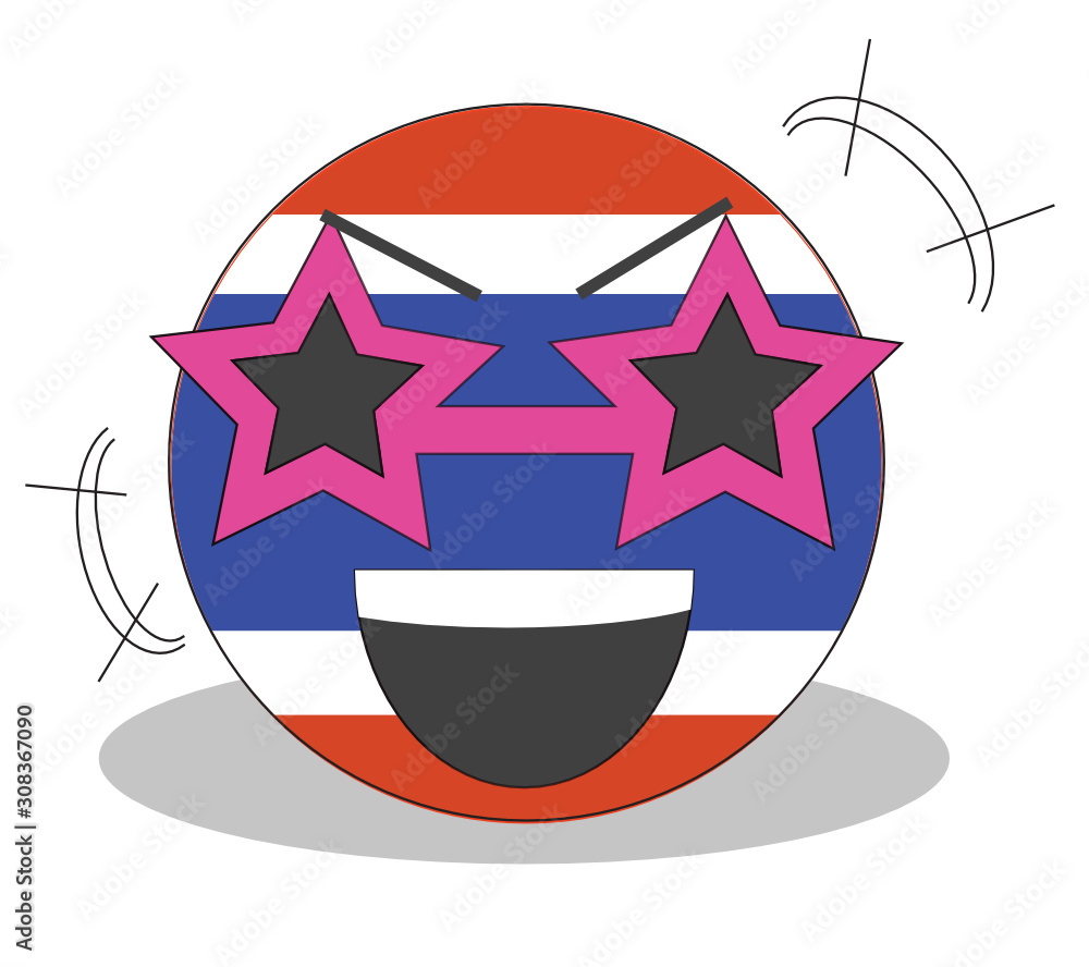 Vetor de Happy cheering Thai flag emoji. A Thai flag emoticon with a ...