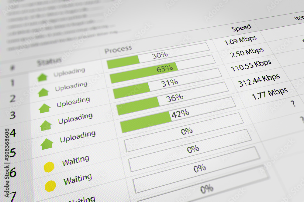 Upload With Progress Bar, Closeup Process of Uploading Multiple File In ...