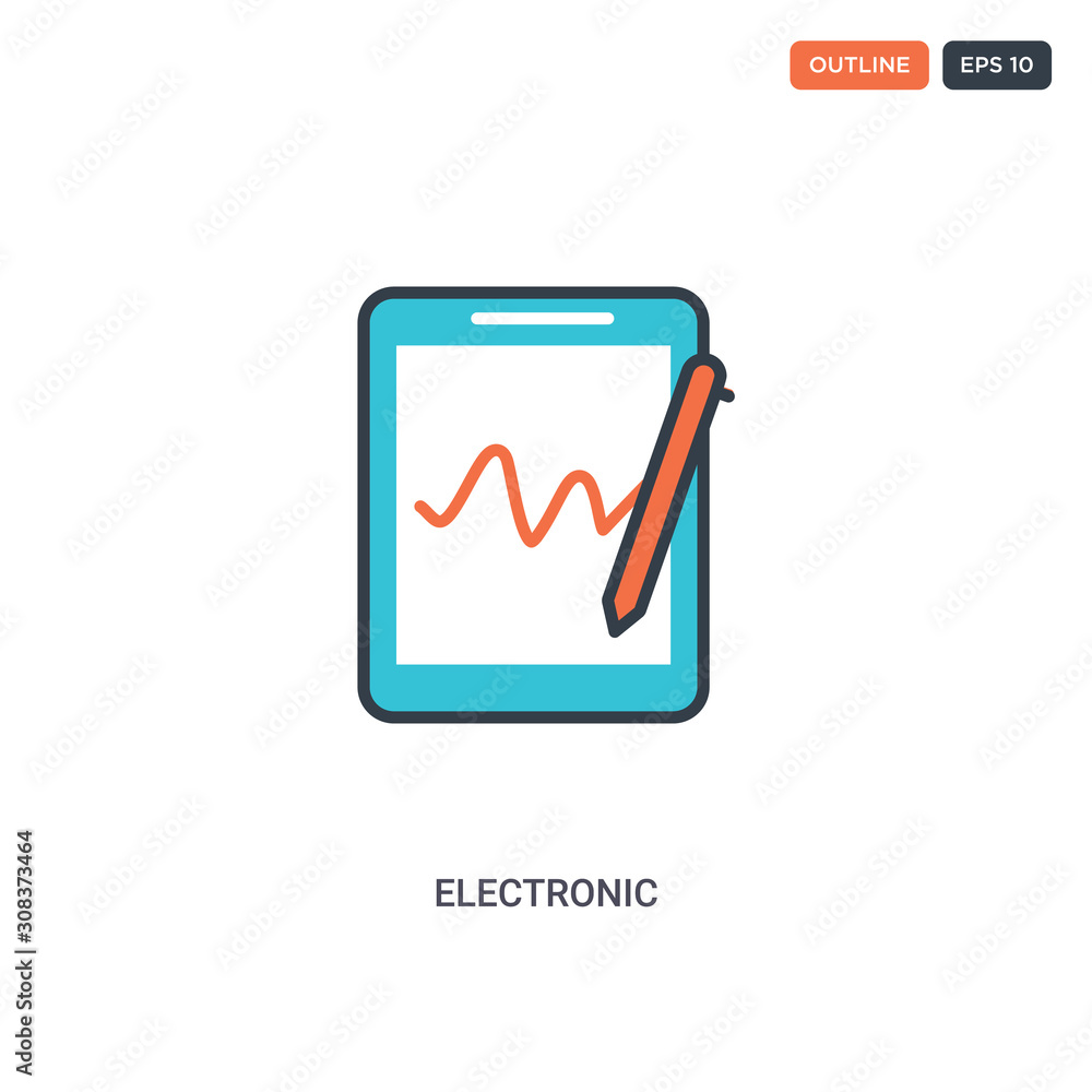 2 color electronic concept line vector icon. isolated two colored ...