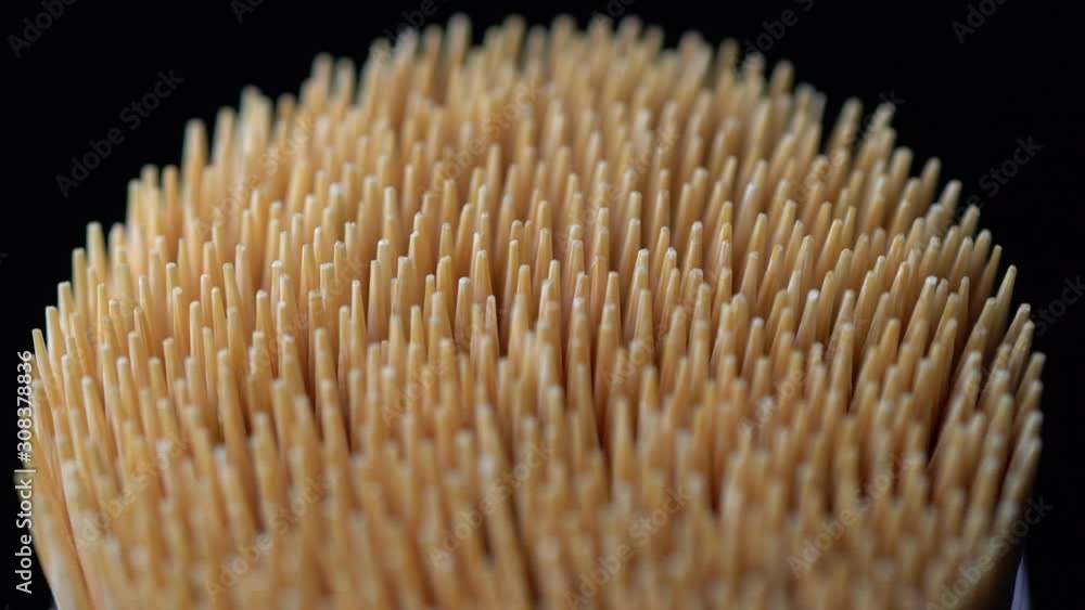 Toothpick on black background rotation. Cocktail stick or tooth pick ...