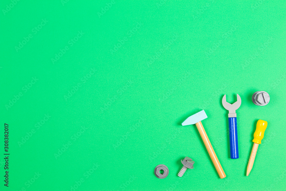 Wooden kids toys screwdriver, plier, bolts, nuts and other construction ...