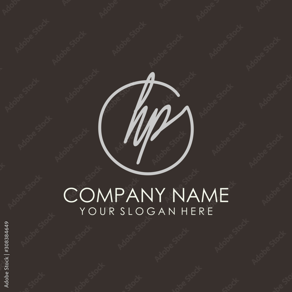 HP initials signature logo. Handwritten vector logo template connected ...
