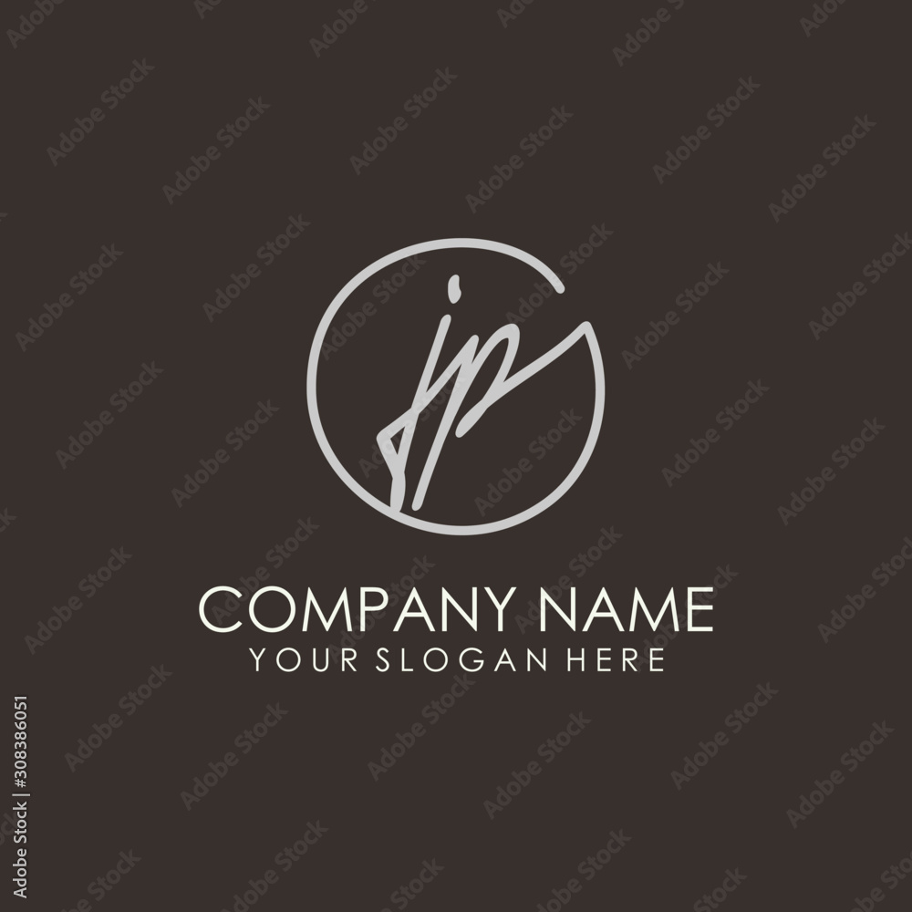 JP initials signature logo. Handwritten vector logo template connected ...