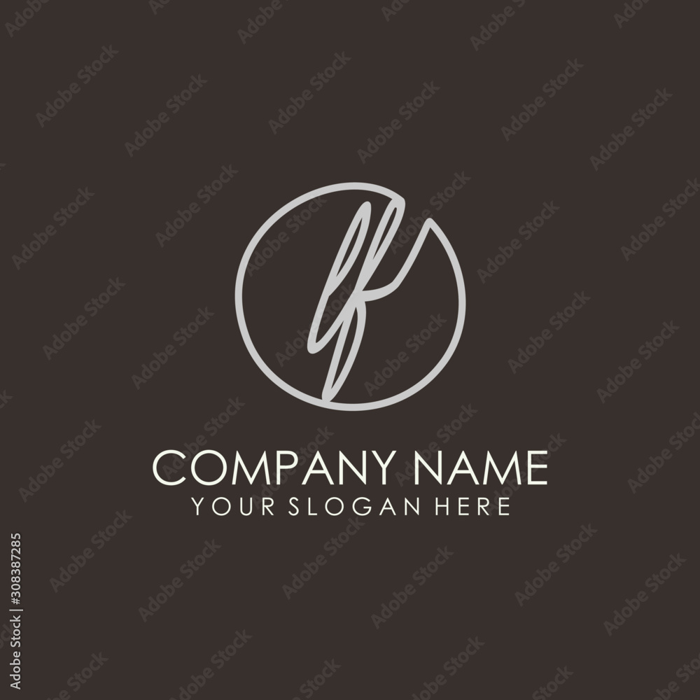 LF initials signature logo. Handwritten vector logo template connected ...