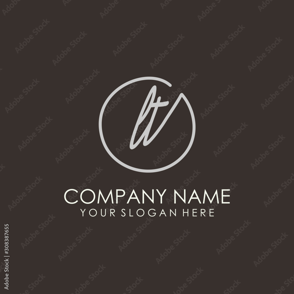 LT initials signature logo. Handwritten vector logo template connected ...