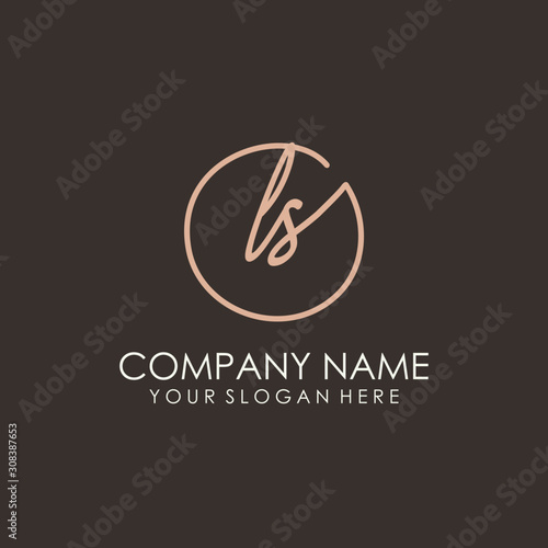 LS initials signature logo. Handwritten vector logo template connected to a circle. Hand drawn ...