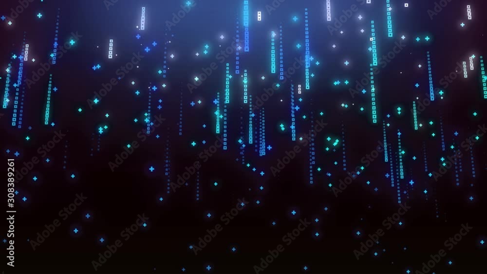 Falling binary numbers code rain. Algorithm digital with the matrix style. abstract future tech ...