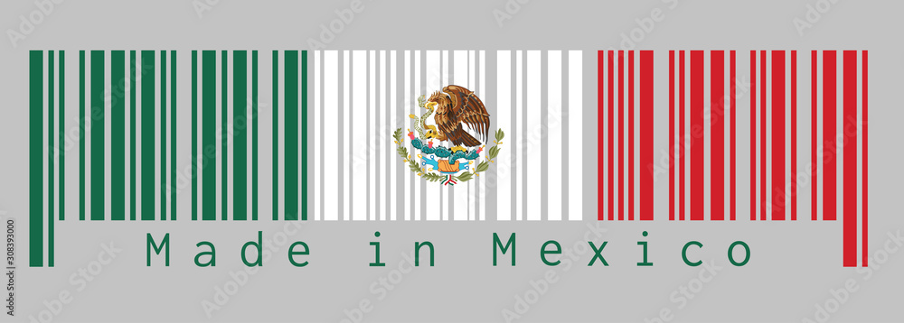 Vetor de Barcode set the color of Mexico flag, a vertical tricolor of ...