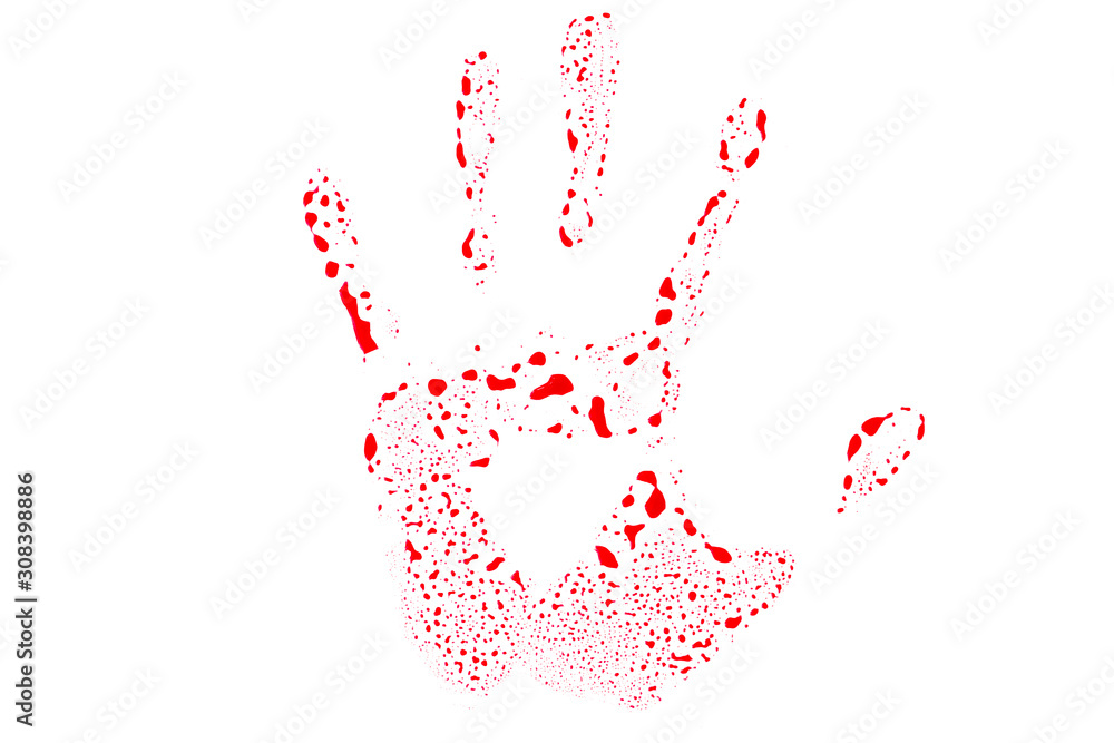 Bloody hand print set isolated white background, Blood drops Stock ...