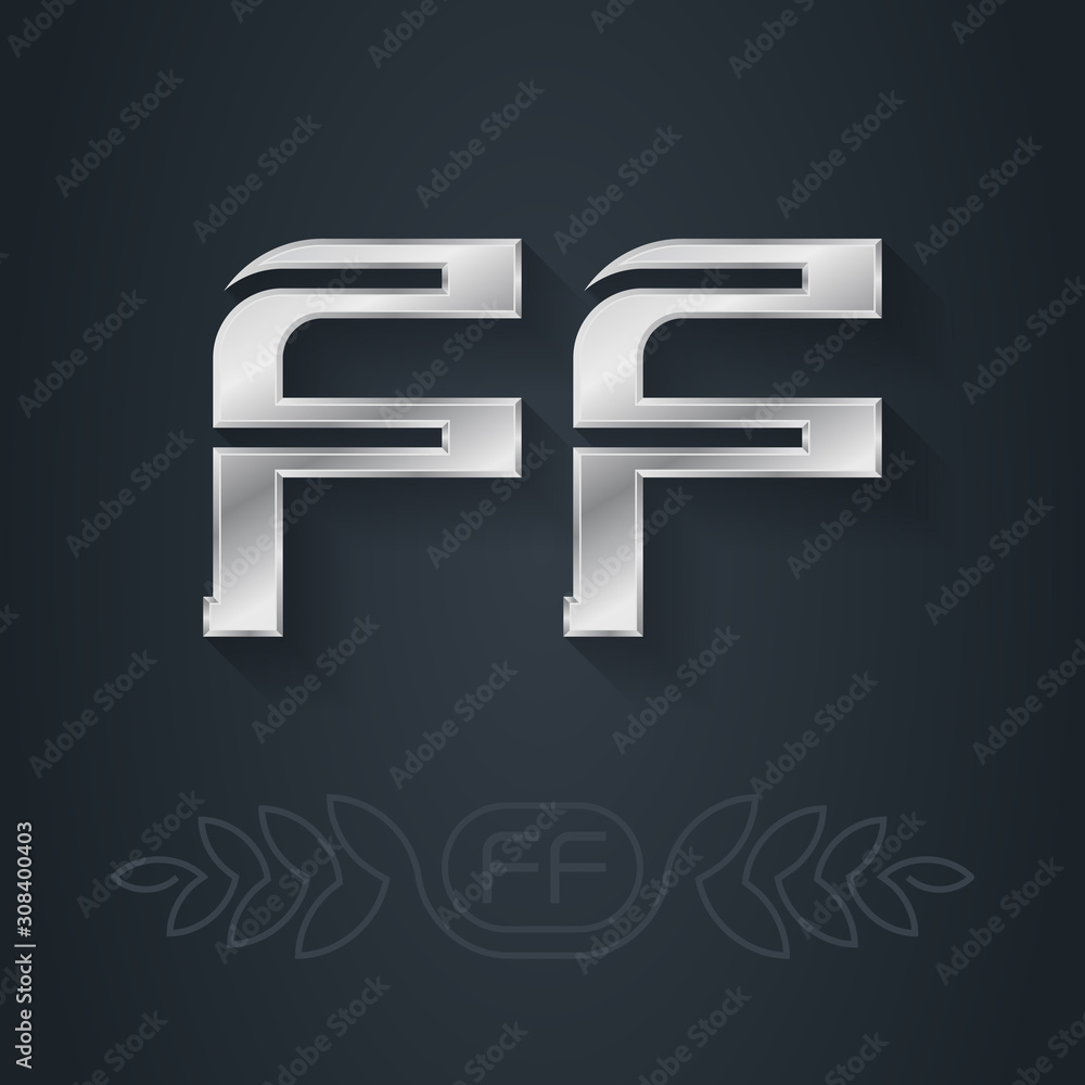 FF - Metallic 3d icon or logotype template. Vector design element with ...