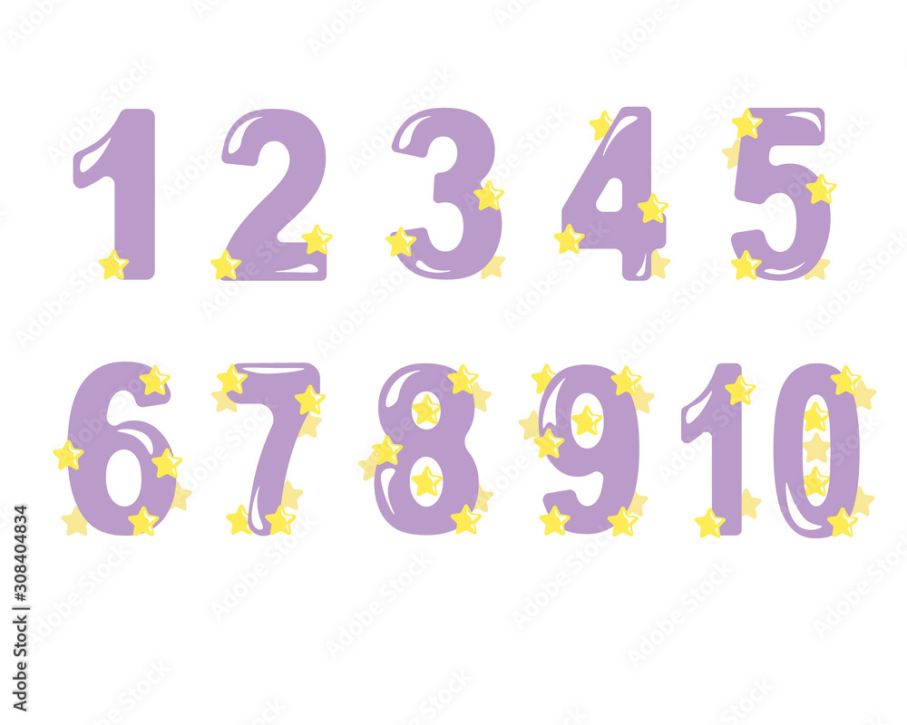 numbers from 1 to 10 with stars, numbers for children Stock Vector ...