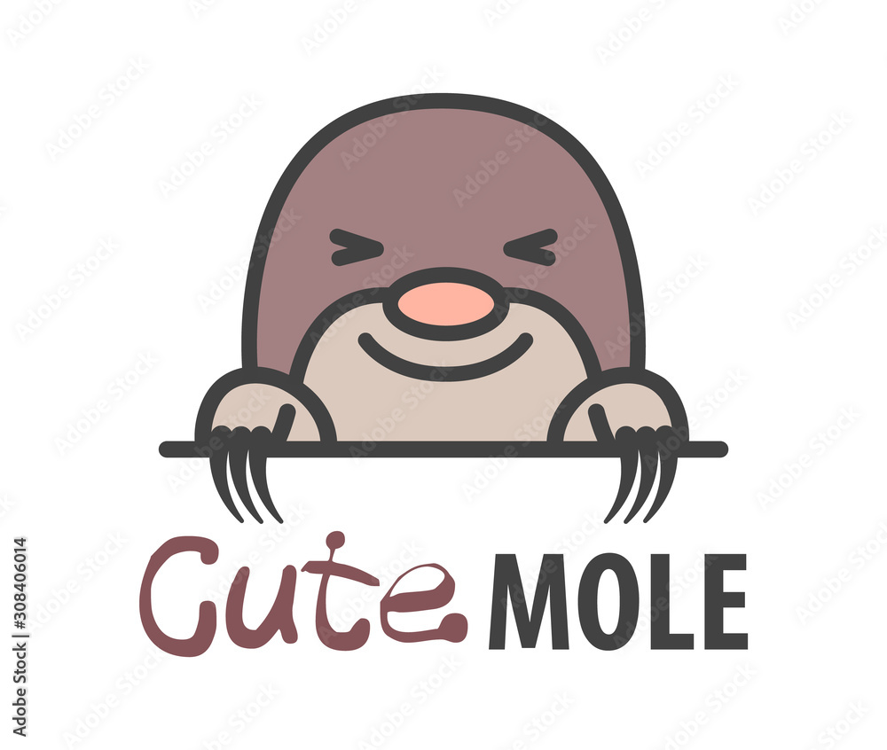 Logo template with cute curious mole. Vector logo design template for ...