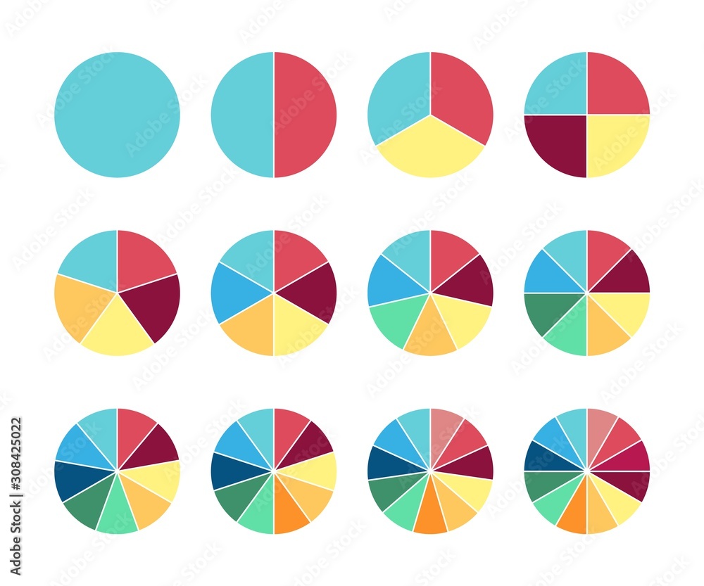 Pie Circle Chart 12 Section Vector Circle Graph For Infographic Twelve Flat Cyrcle Diagram 1