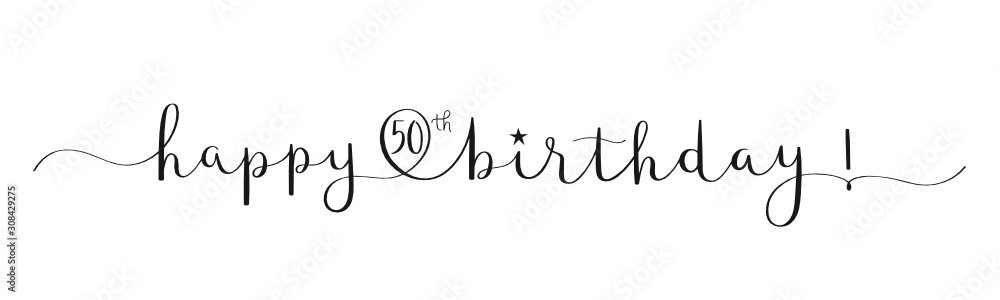 HAPPY 50th BIRTHDAY! black vector brush calligraphy banner with swashes ...
