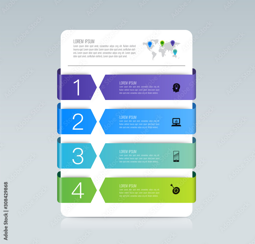 Infographics design paper art style and business icons with 4 options ...