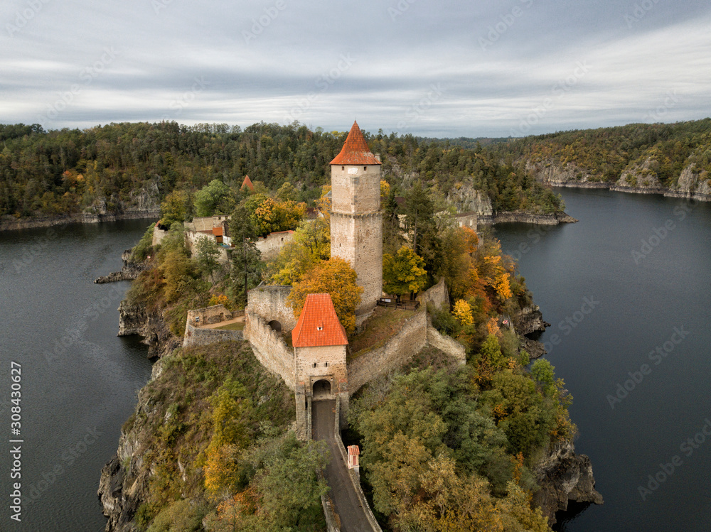 Zvikov castle is a well-preserved Gothic castle standing on a rock ...