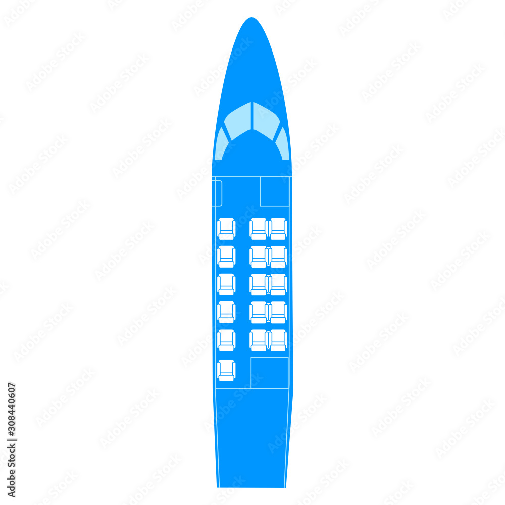 Embraer 110 Aircraft Types PAX passengers seat chair scheme in airplane ...