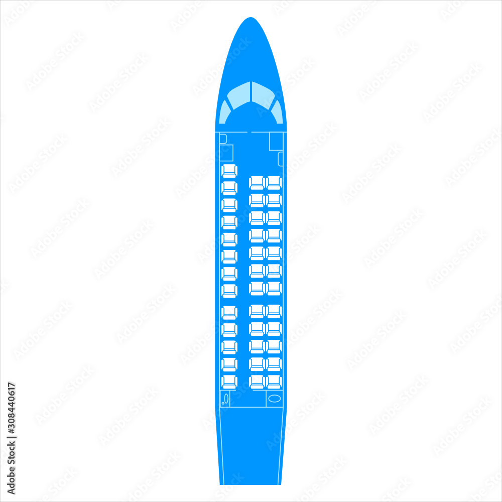 Embraer 135 Aircraft Types PAX passengers seat chair scheme in airplane ...