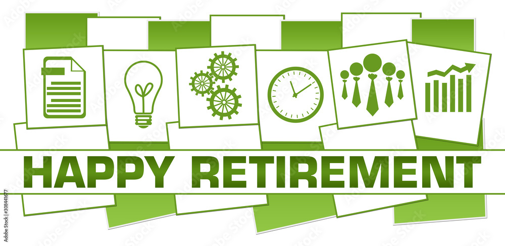 Happy Retirement Business Symbols Green White Horizontal Stripes Stock ...