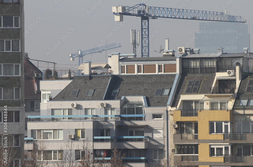 Foto De Fine Particulate Matter Air In The City And Pm2 5 Dust Cityscape Of Buildings With Bad