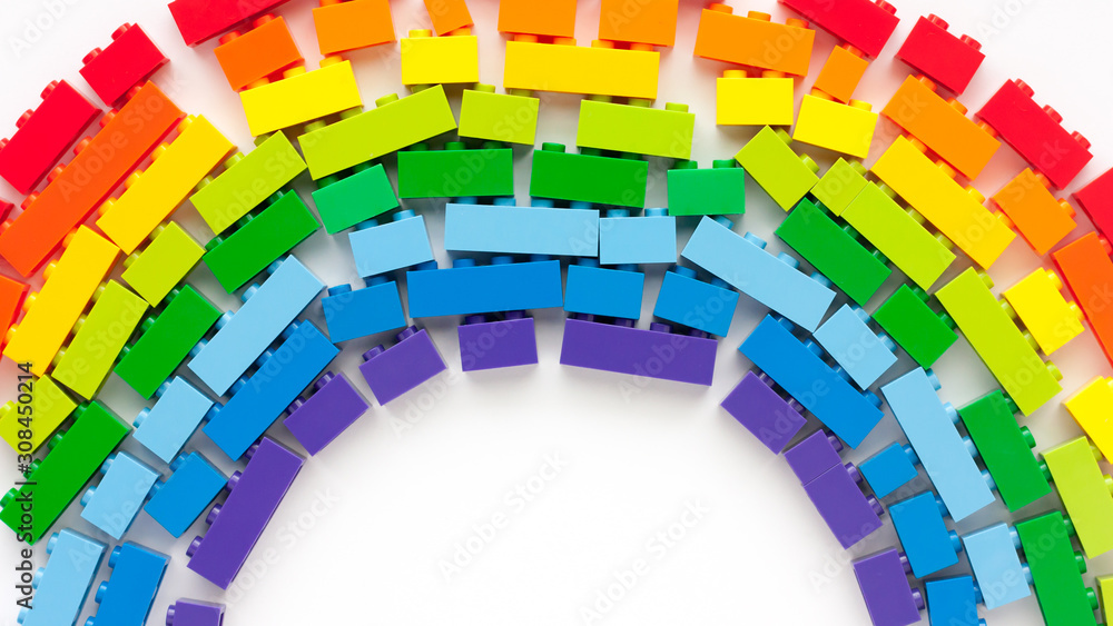 A rainbow color blocks on white background Stock Photo | Adobe Stock