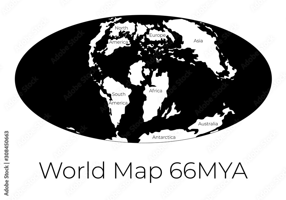 World Map Black And White Continents And Oceans