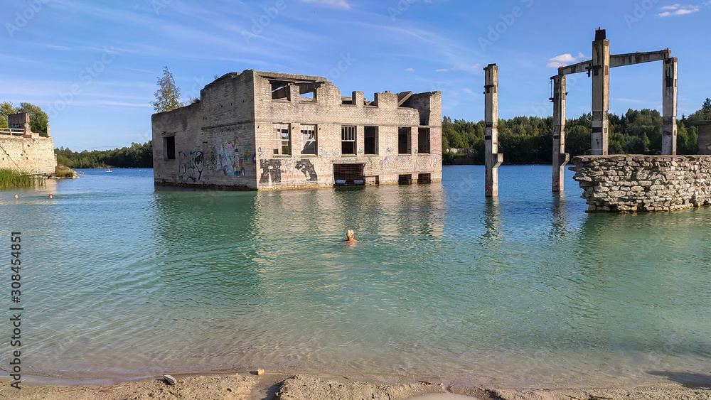 Sand Hills of Quarry With a Pond and Abandoned Prison in Rummu Estonia ...