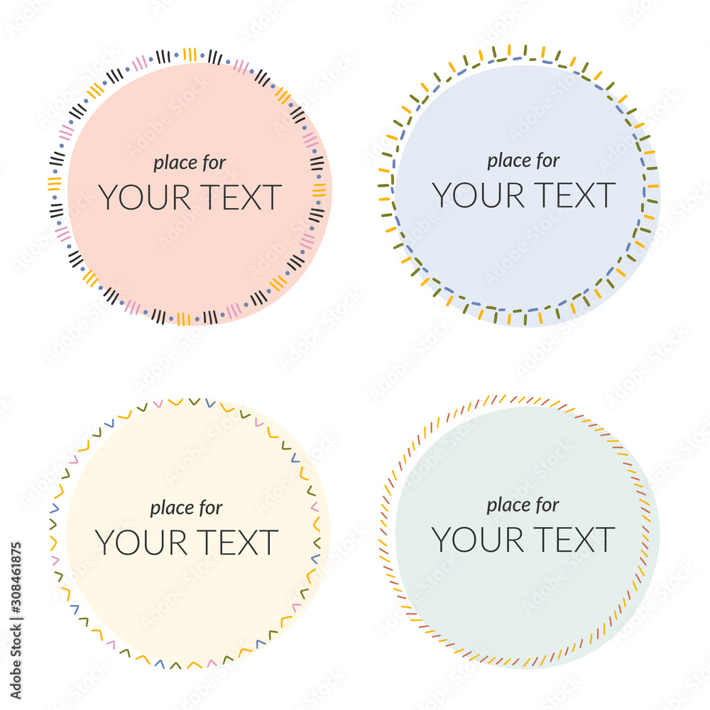 Round shape backdrops with embroidery decorative borders, hand drawn ...