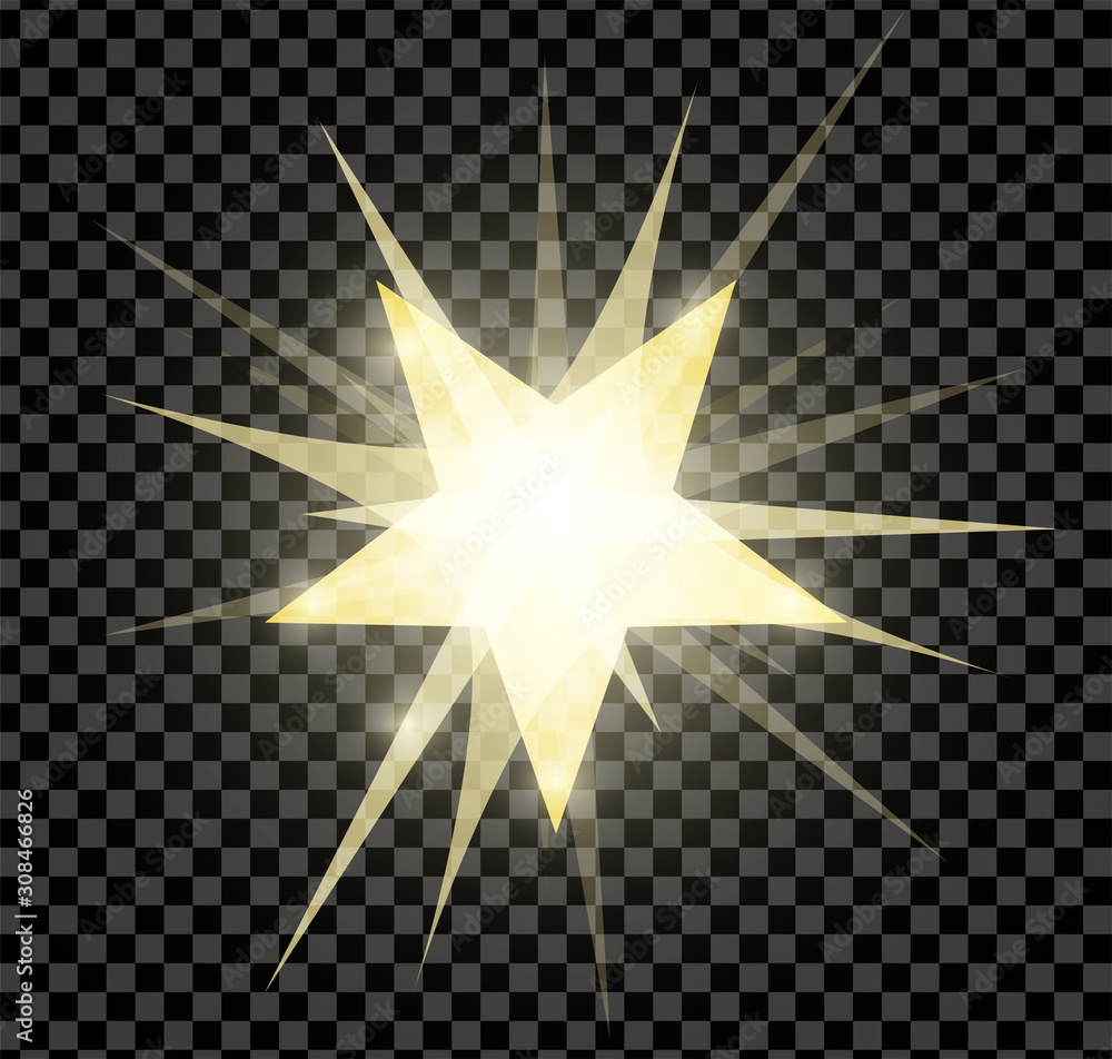 Bright glowing and shining star flares effect isolated on transparent ...