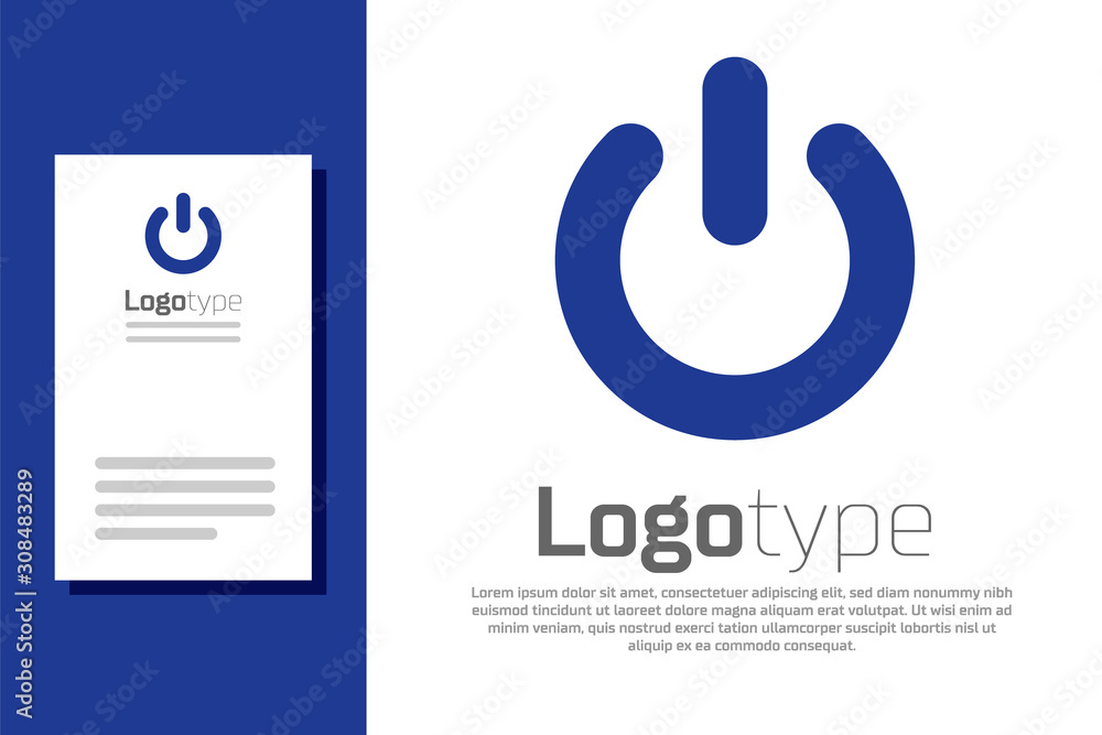 Blue Power button icon isolated on white background. Start sign. Logo ...