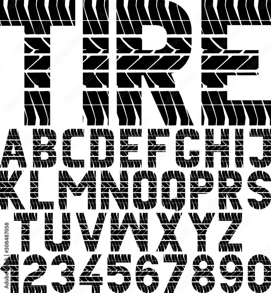 font with tyre tread texture Stock Vector | Adobe Stock