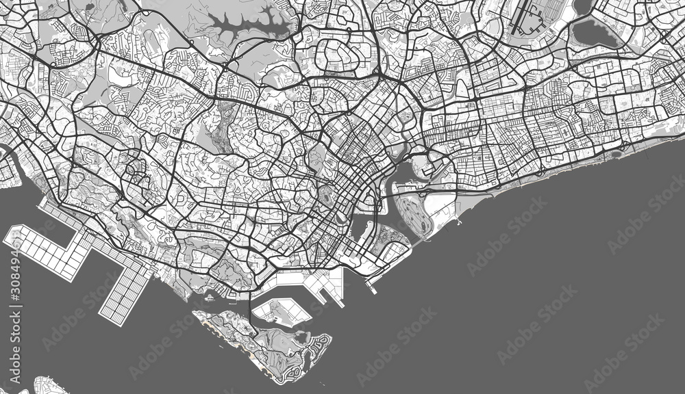 Detailed map of Singapore, Southeast Asia Stock Vector | Adobe Stock
