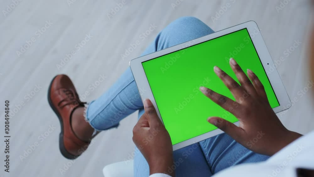 Horizontal position of Tablet PC with Green Screen or Mock Up Tracking ...