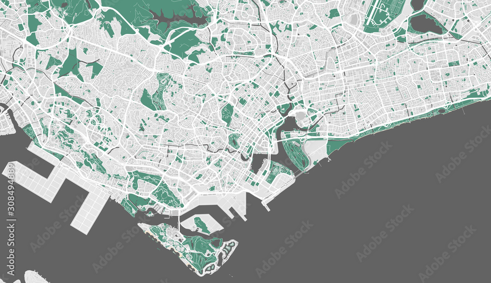 Detailed map of Singapore, Southeast Asia Stock Vector | Adobe Stock