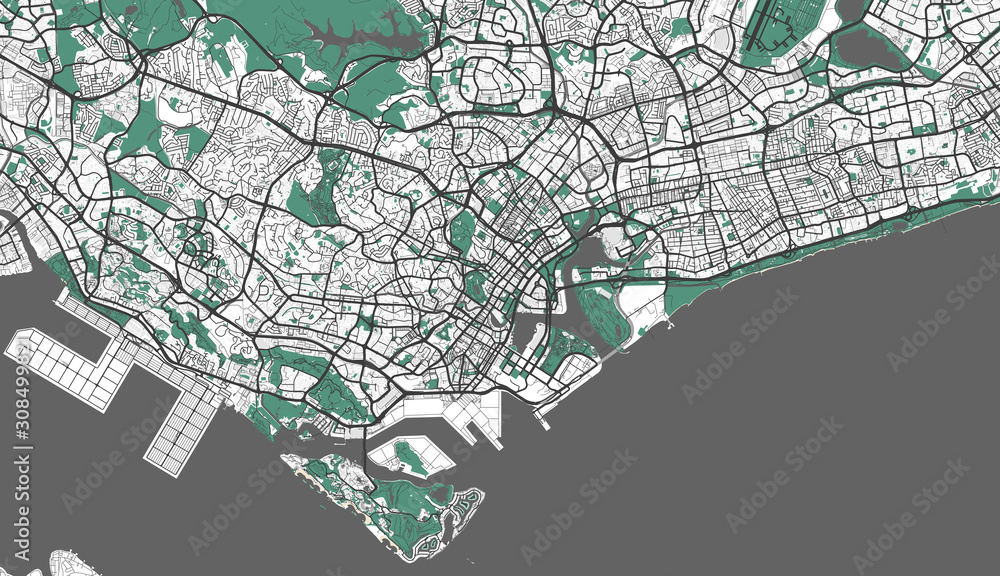 Detailed map of Singapore, Southeast Asia Stock Vector | Adobe Stock