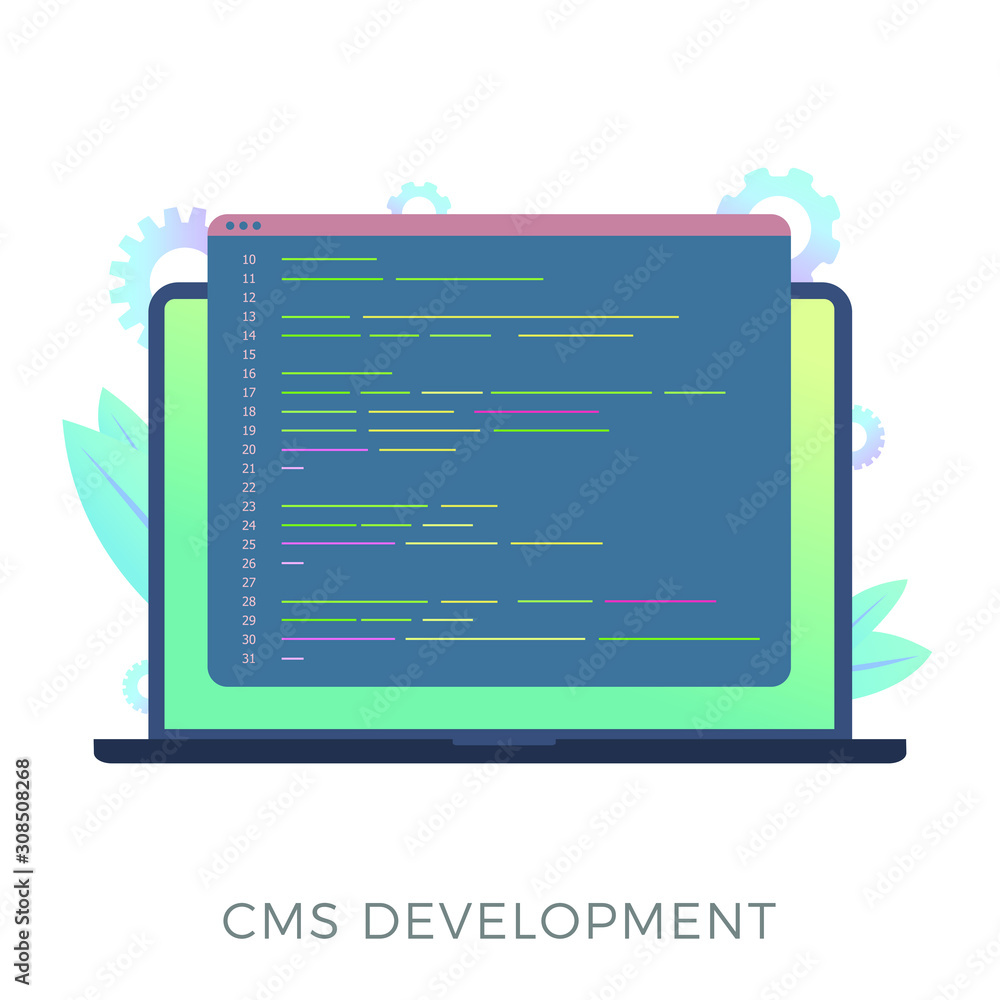 Vetor de Website content management system (CMS) development flat ...
