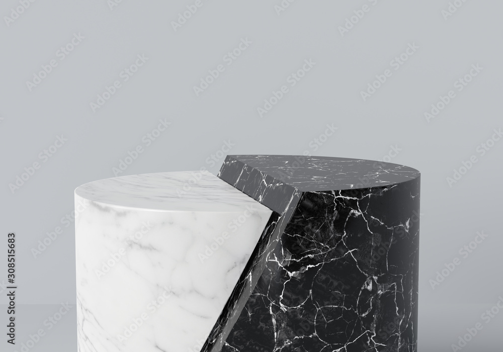 Product display platforms. Two steps white and black marble podium ...